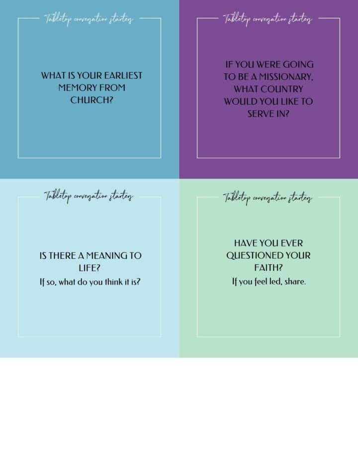 FREE Christian Printable Conversation Cards | Healing Home