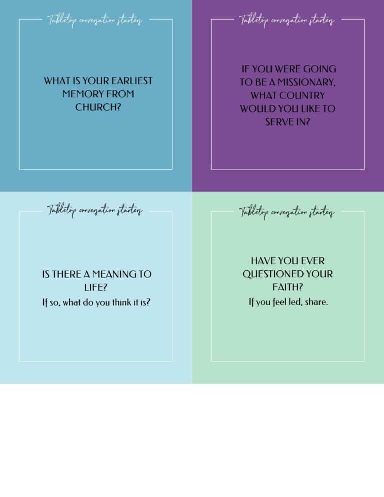 FREE Christian Printable Conversation Cards | Healing Home