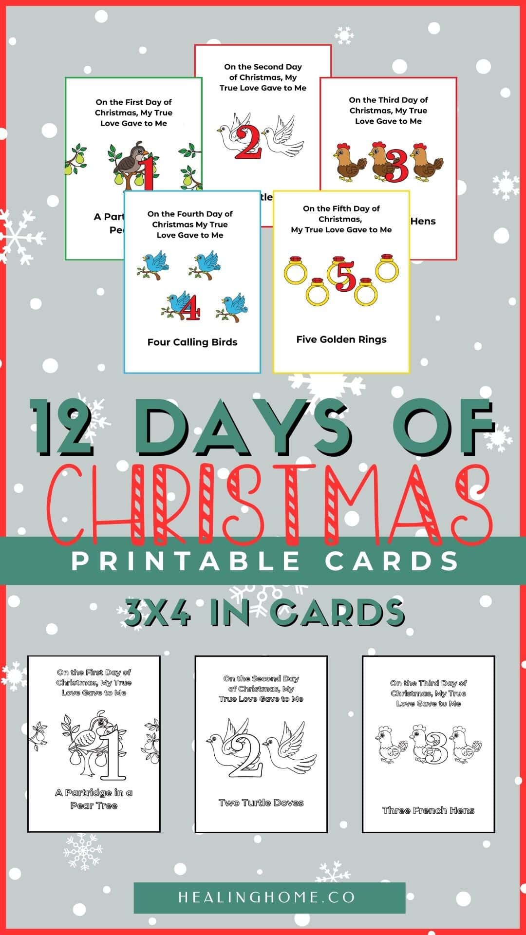 12 Days of Christmas Cards Printable (Free!) | Healing Home