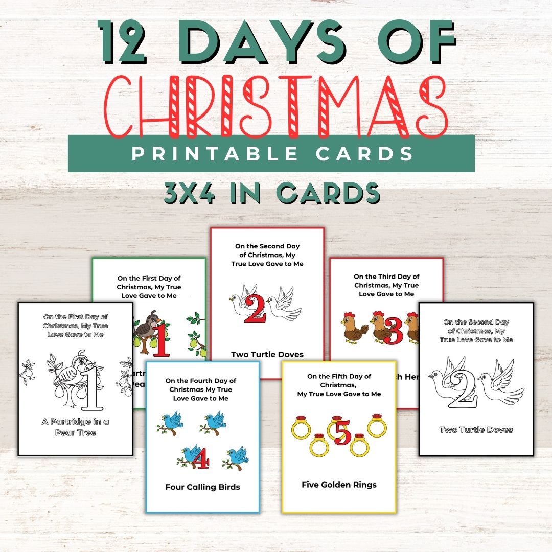 12 Days of Christmas Cards Printable (Free!) | Healing Home