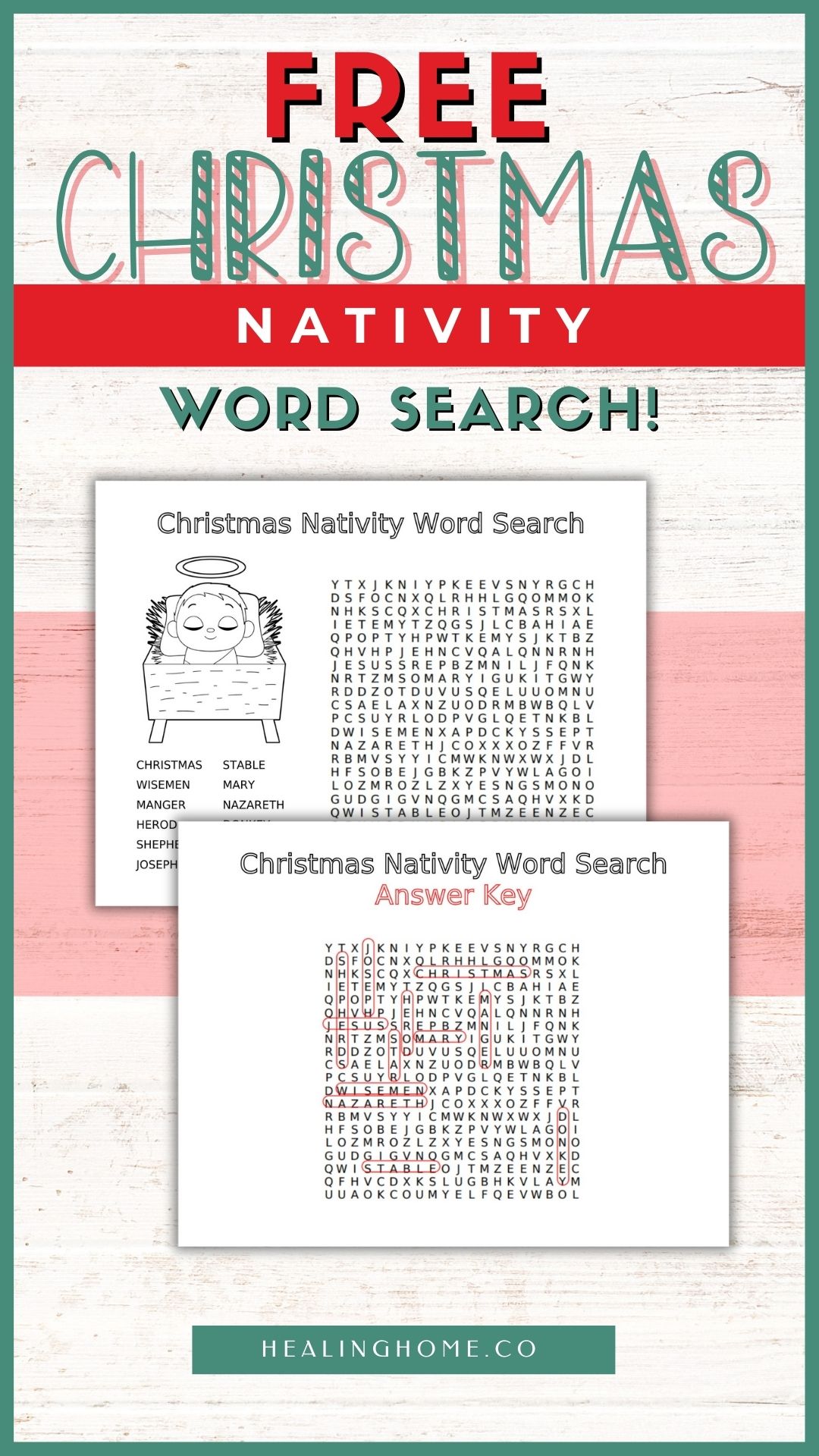 A Free Christmas Nativity Word Search! | Healing Home