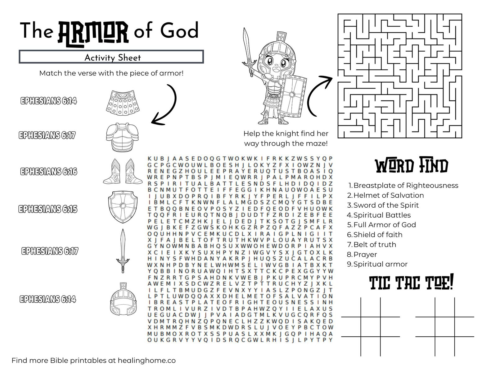 Armor of God Activity Sheet - Free Download! | Healing Home
