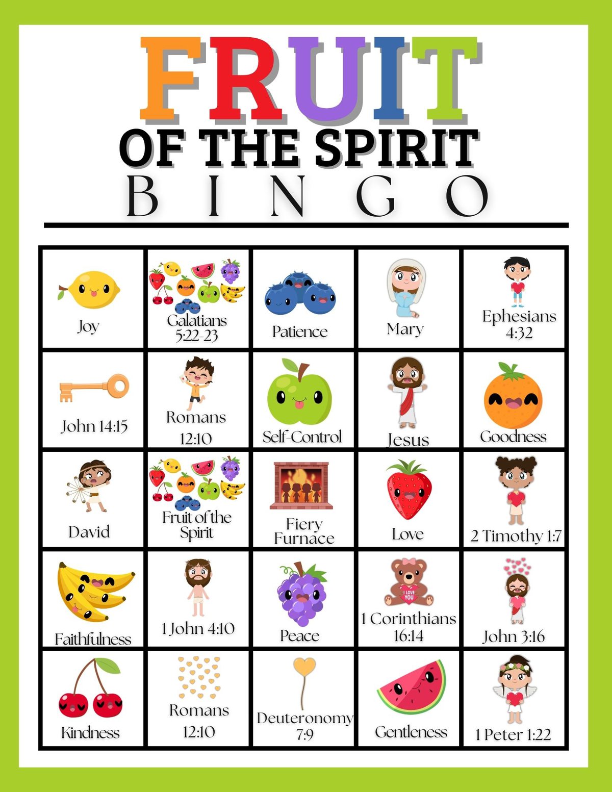 Free Fruit of the Spirit Bingo! | Healing Home