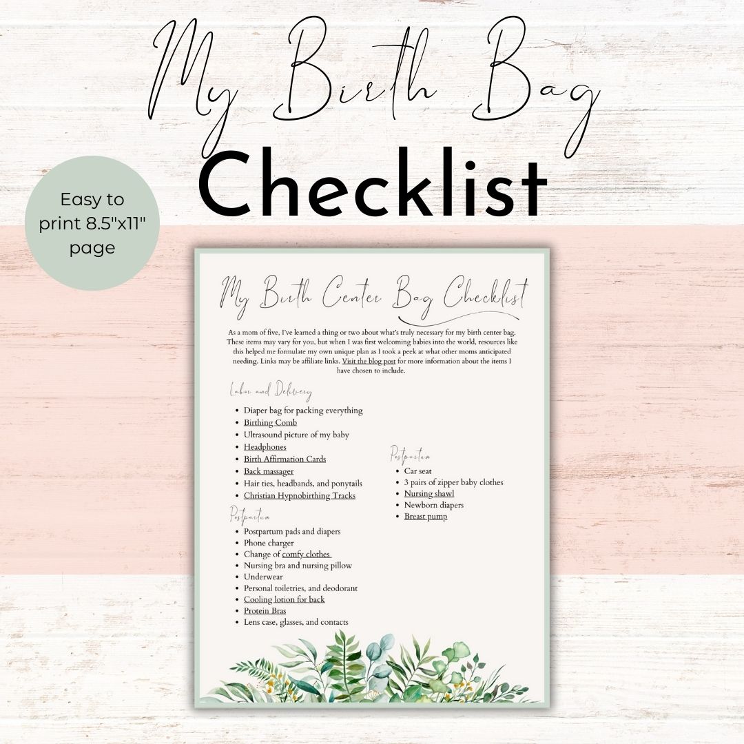 My Birth Center Bag Checklist | Healing Home