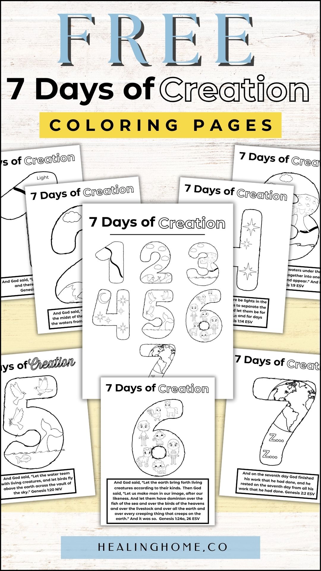 Days of Creation Coloring Pages | Healing Home