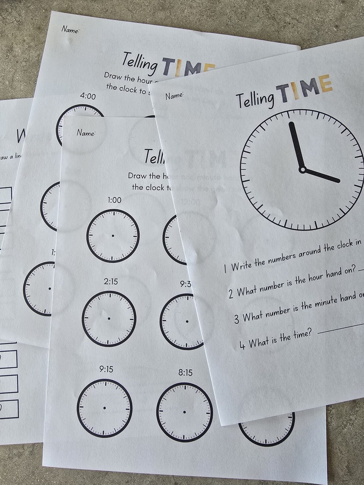 Telling Time Printable Worksheets | Healing Home