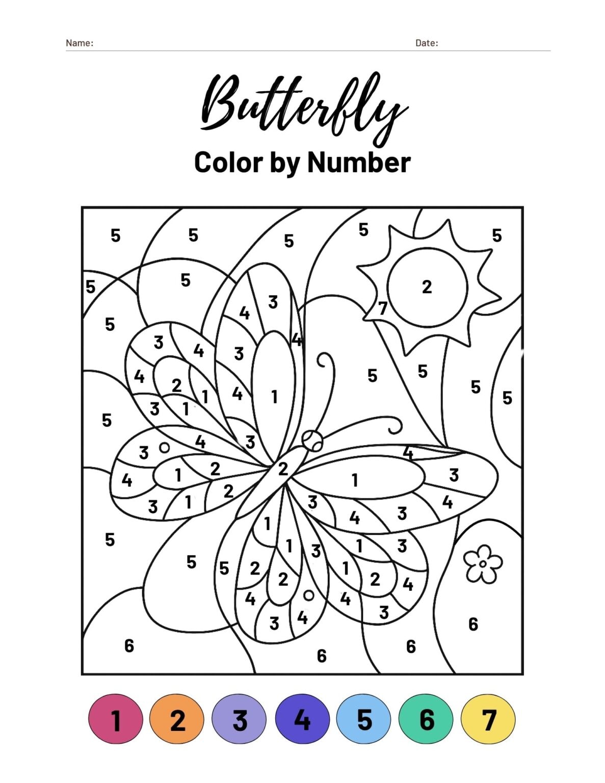 Butterfly Color by Number Printable | Healing Home