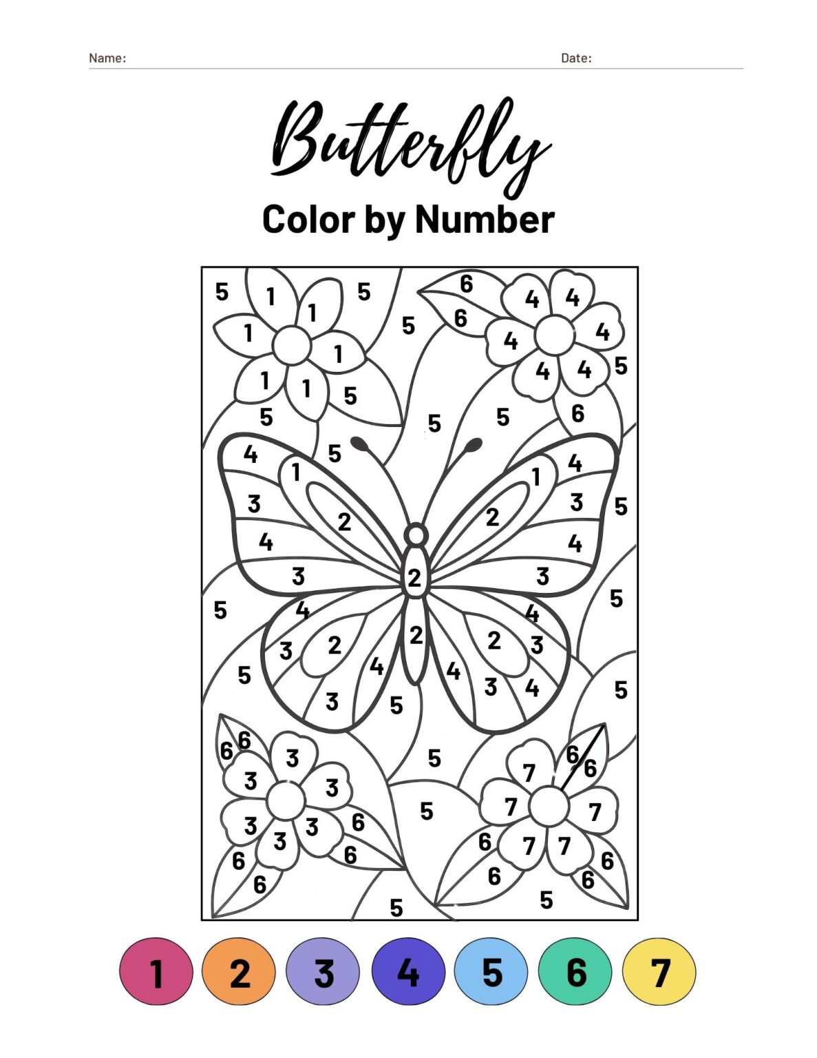 Butterfly Color by Number Printable | Healing Home