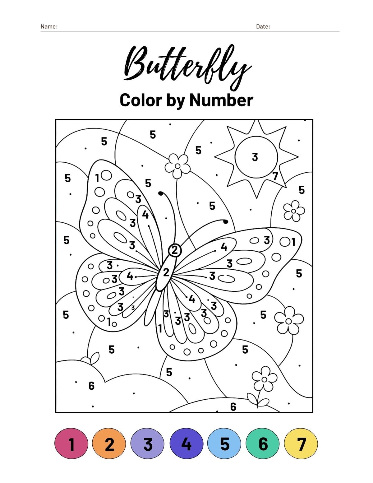 Butterfly Color by Number Printable | Healing Home