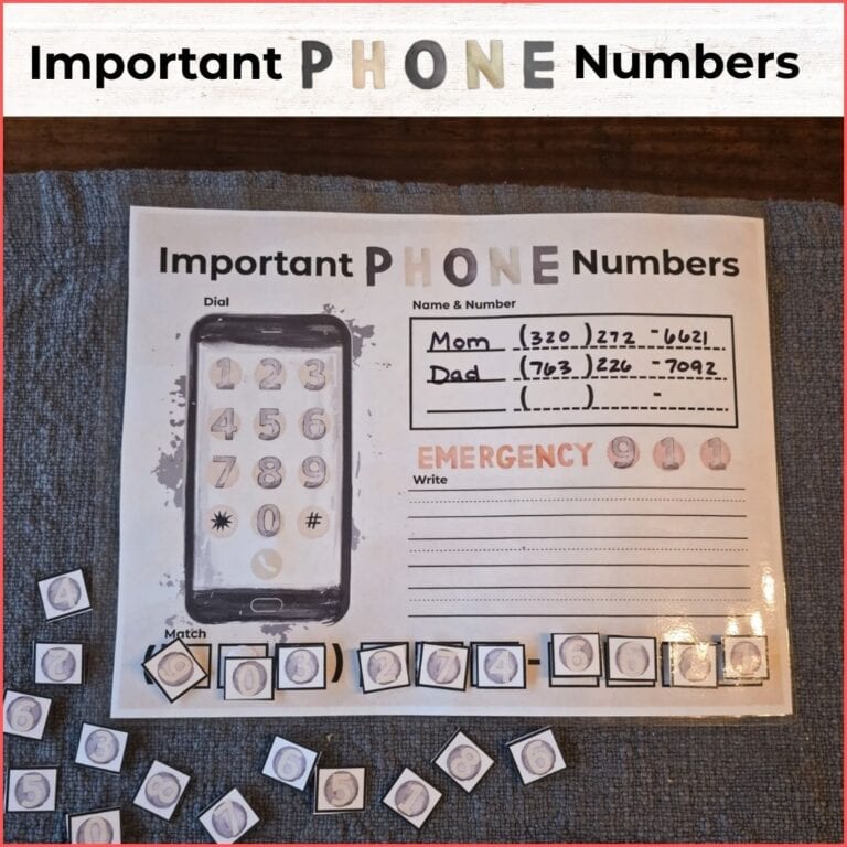 Free Phone Number Practice Worksheet | Healing Home