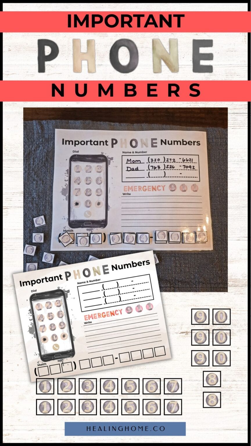 Free Phone Number Practice Worksheet | Healing Home