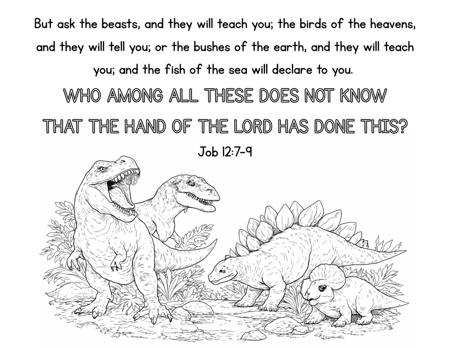 Free Dinosaur Coloring Pages - With Bible Verses | Healing Home