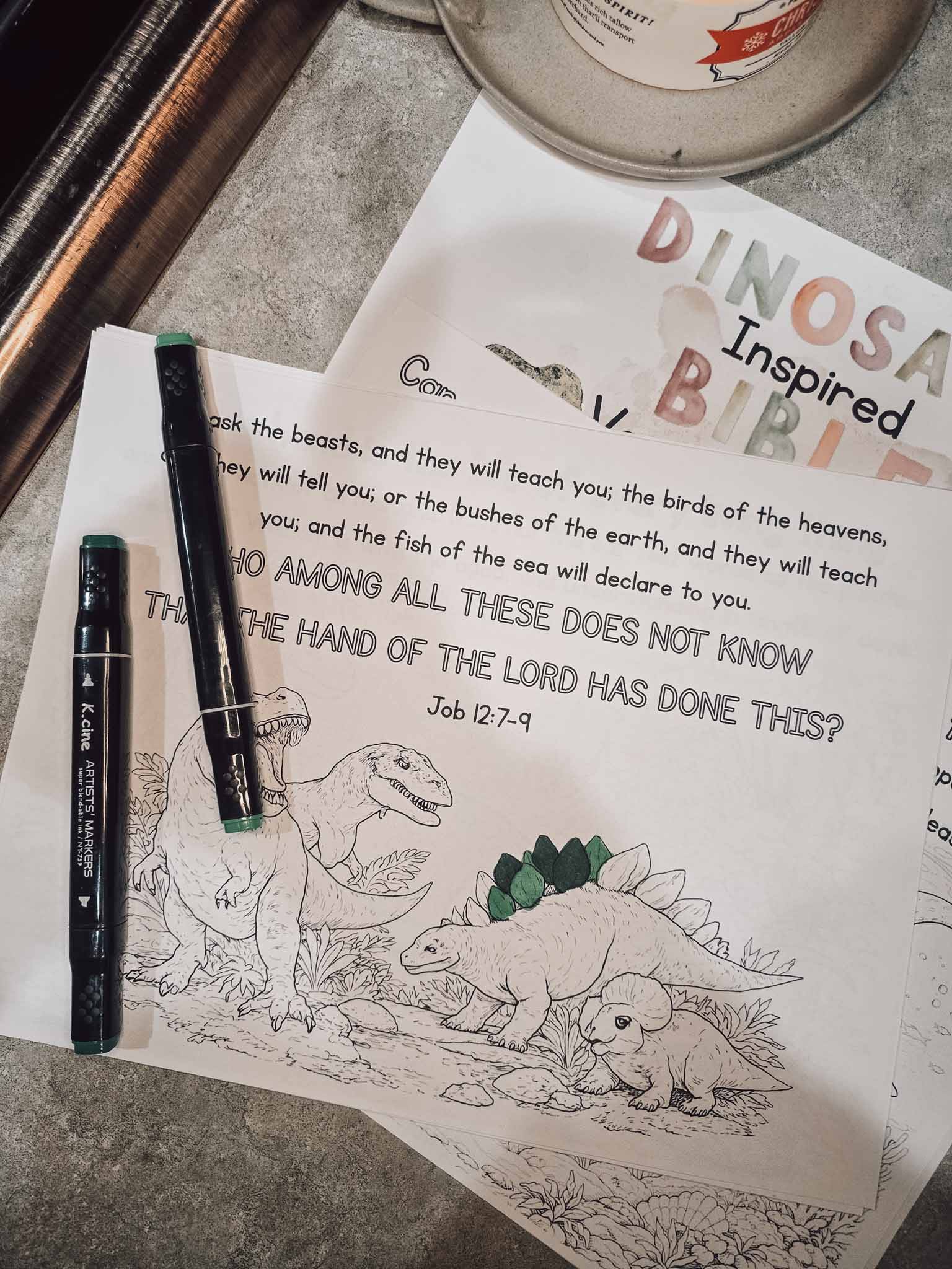 Free Dinosaur Coloring Pages - With Bible Verses | Healing Home